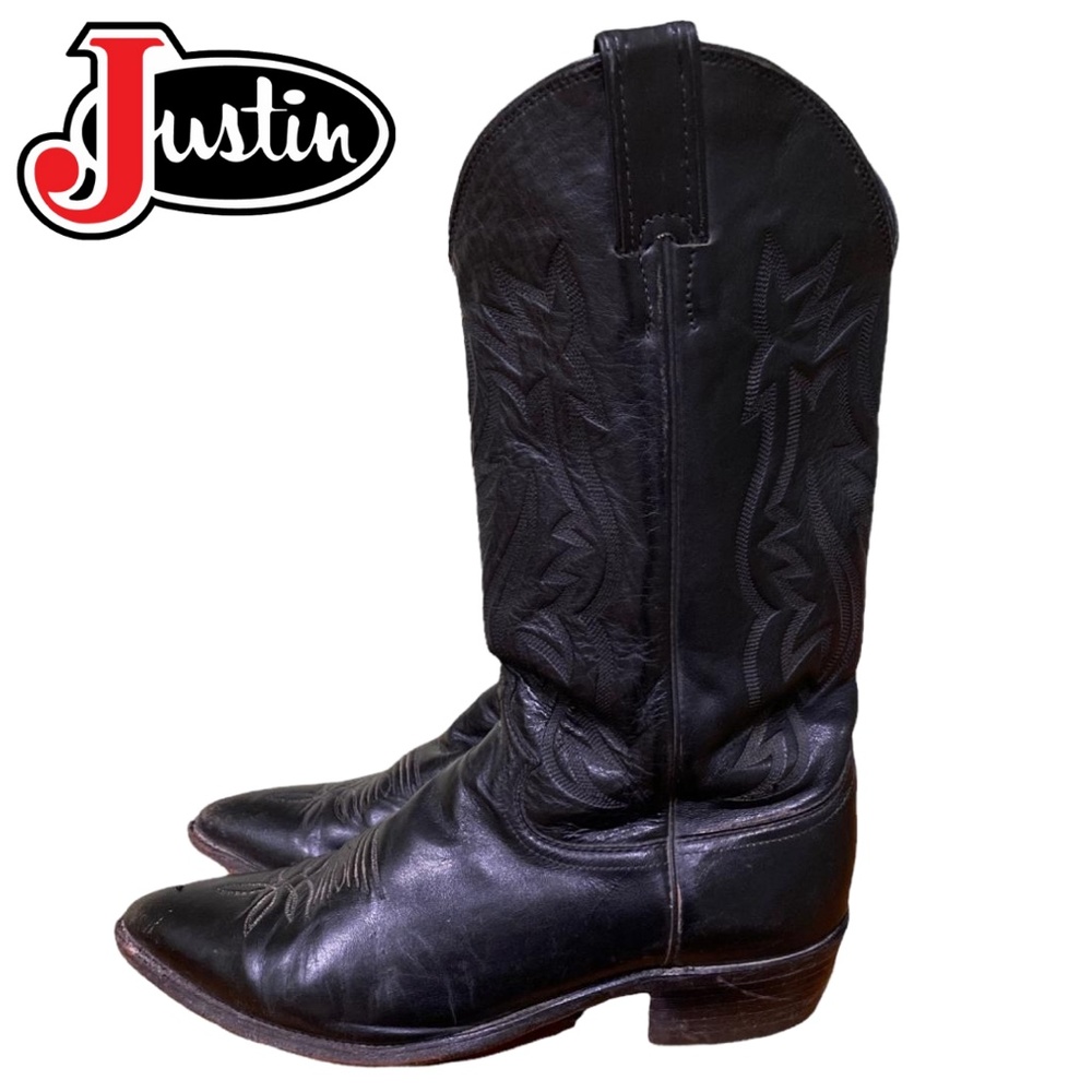 Men's Justin Black Cowboy Boots - Gem